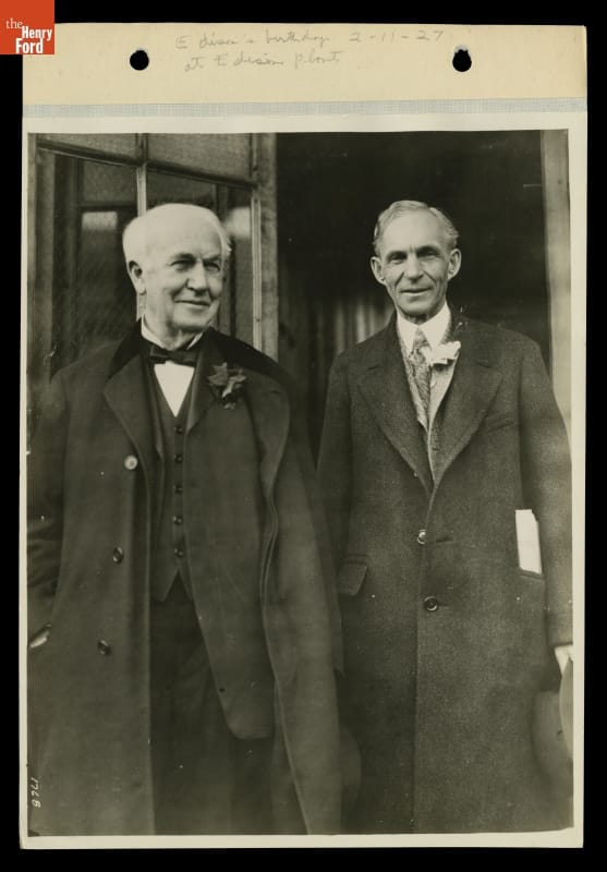 Henry Ford with Thomas Edison at the West Orange Laboratory for Edison ...