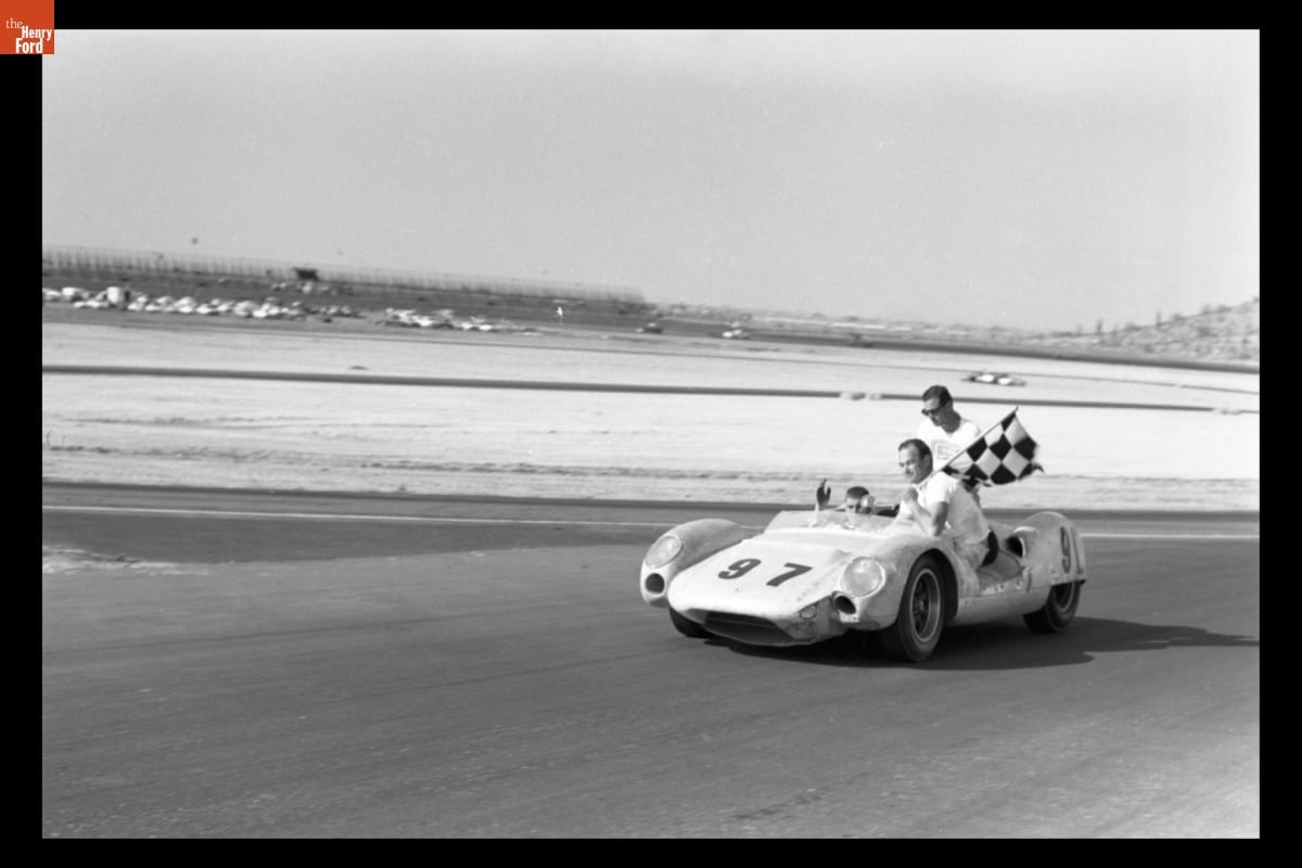 Dave MacDonald Driving Victory Lap in Shelby King Cobra Lang-Cooper CM ...