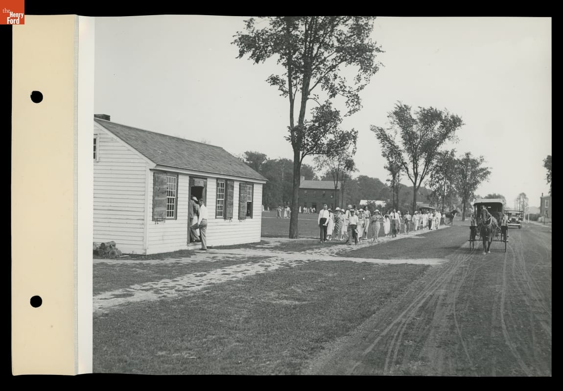 Visitors outside Phoenixville Post Office in Greenfield Village, August ...