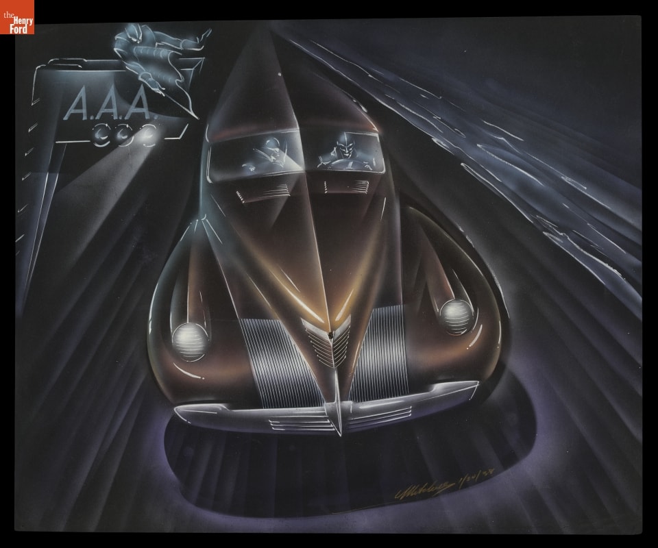 Rendering of Proposed 1939 Cadillac "Low Grill" Design by William L ...