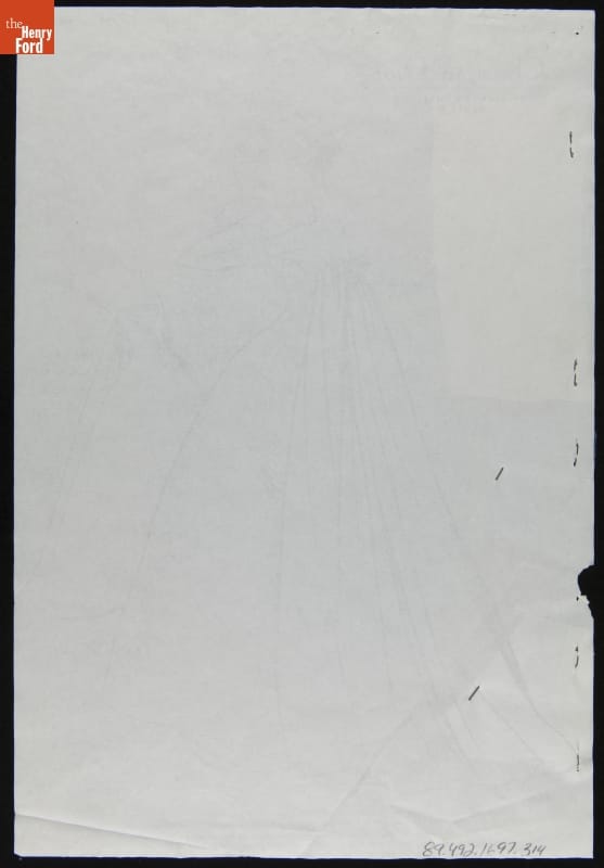 Dior Fashion Drawing with Fabric Swatches, "Bal Rose," 1956