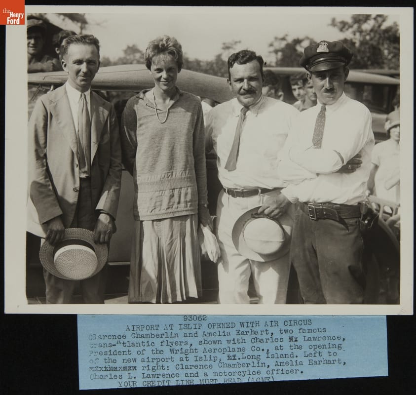 Clarence Chamberlain, Amelia Earhart, and Charles L. Lawrance at the ...