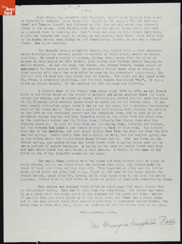 Correspondence between Georgia Singleton Ralls and Henry Ford ...