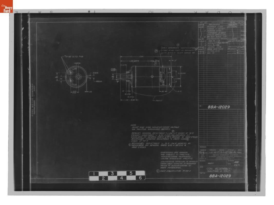 Drawing, "Coil Assembly - Ignition (6 Volt)," Ford Automobile, August ...