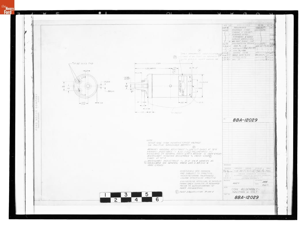 Drawing, "Coil Assembly - Ignition (6 Volt)," Ford Automobile, August ...