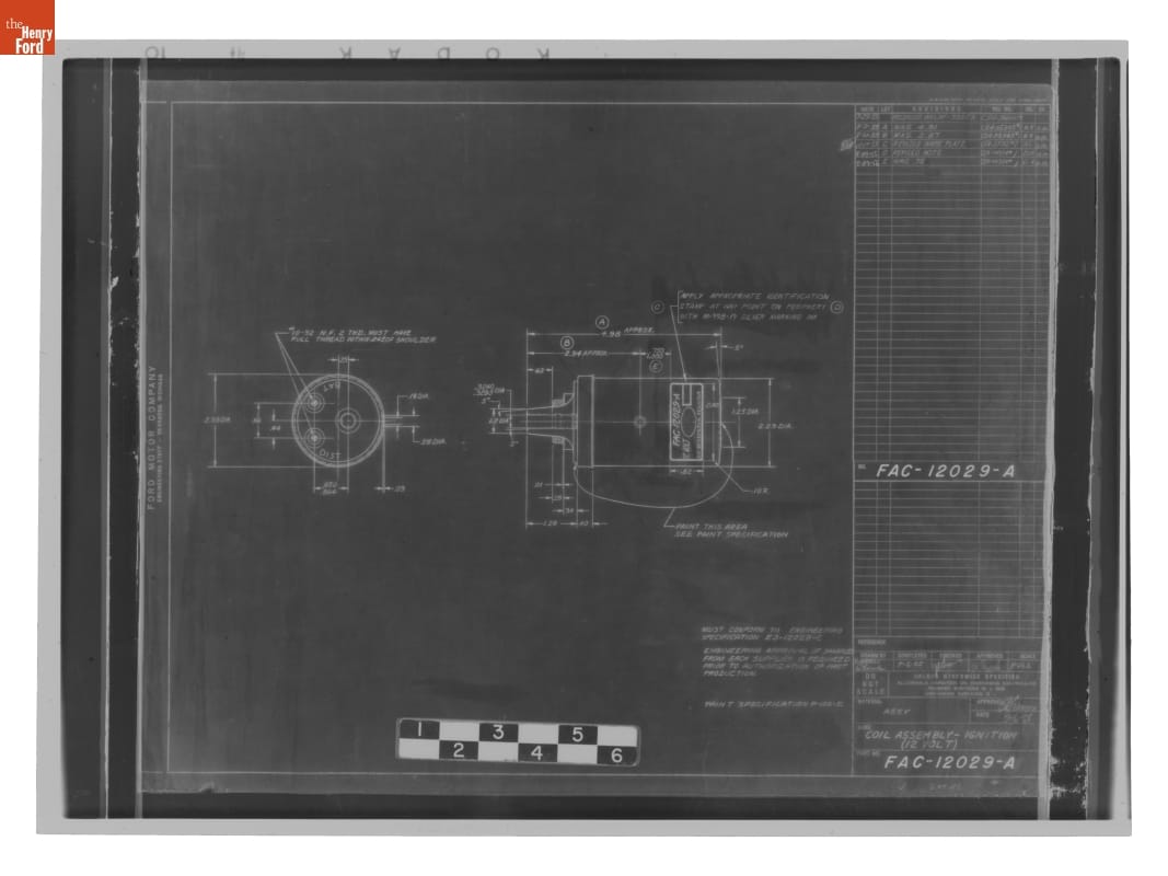 Drawing, "Coil Assembly - Ignition (12 Volt)," Ford Automobile, August ...