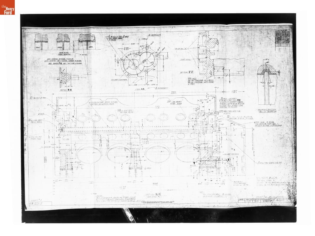 Drawing, "Cylinder Block, Sheet #3," Ford V-8 Engine, March 25, 1935