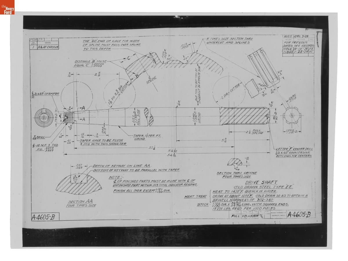 Drawing, "Drive Shaft," Ford Model A, January 25, 1929