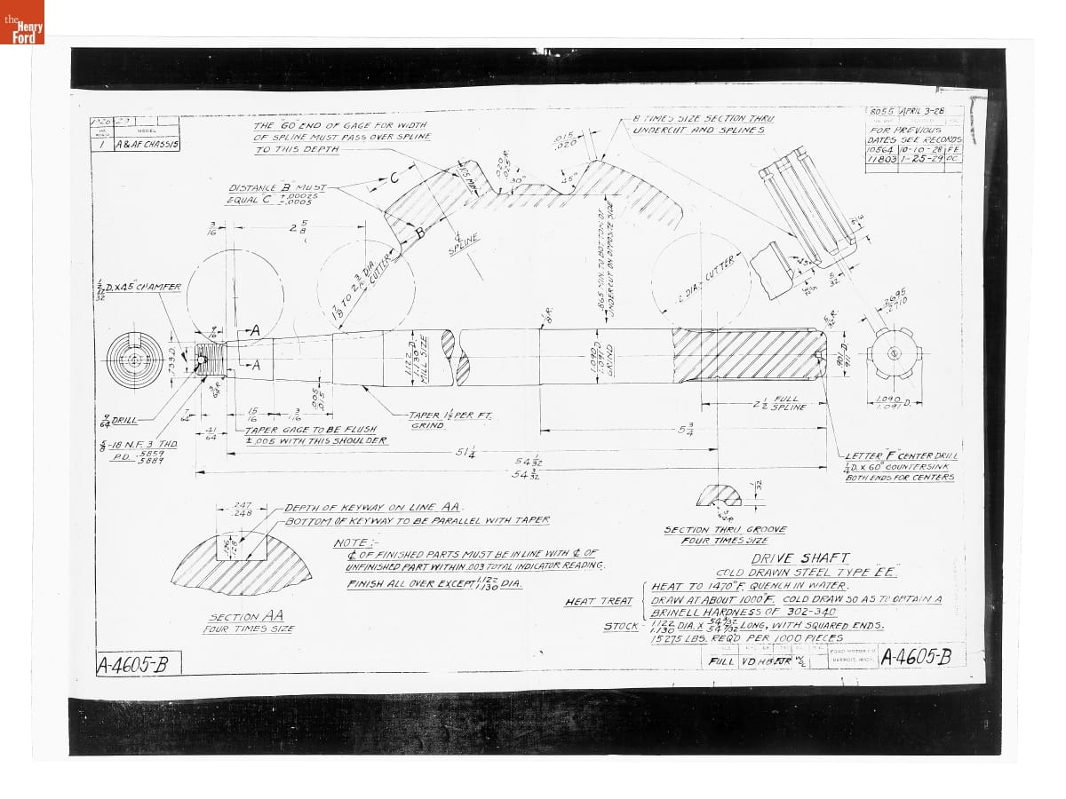 Drawing, "Drive Shaft," Ford Model A, January 25, 1929
