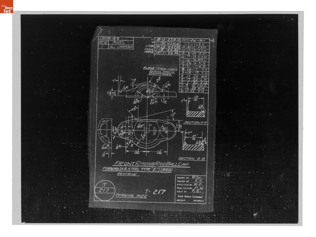 Drawing, "Front Radius Rod Ball Cap," Forging Size, Ford Model T ...