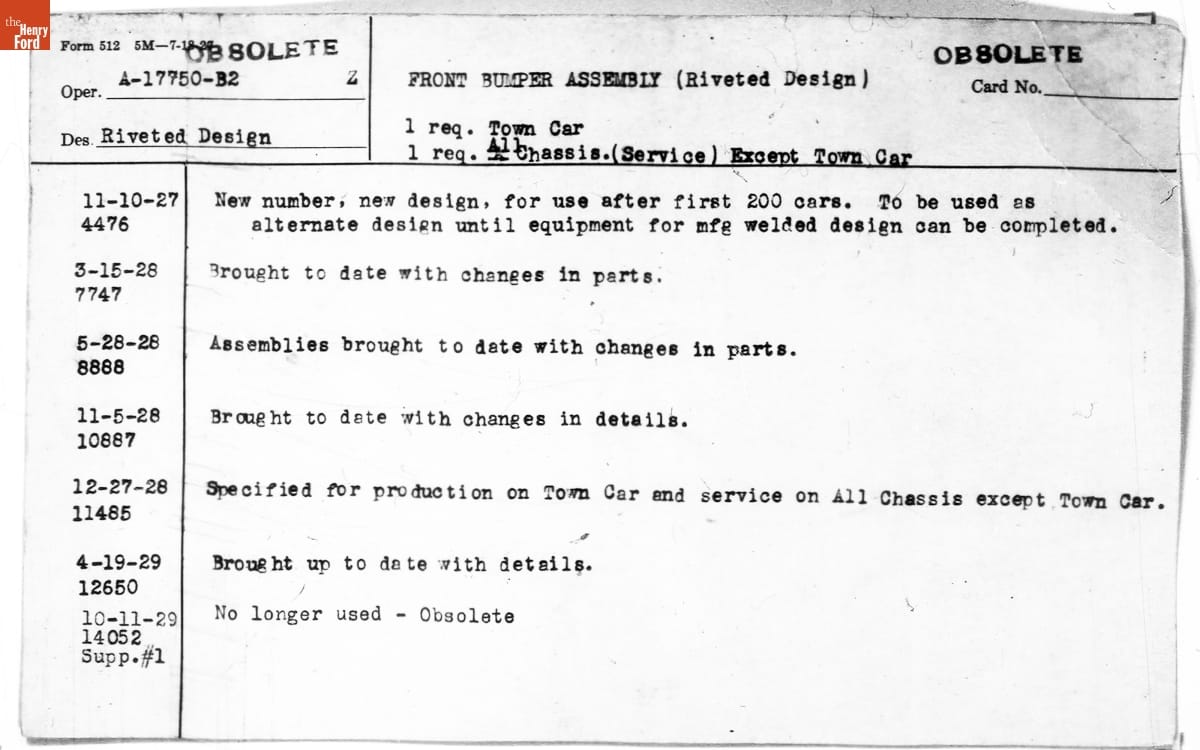 Engineering Release Notes, Front Bumper Assembly (Riveted Design), Ford ...