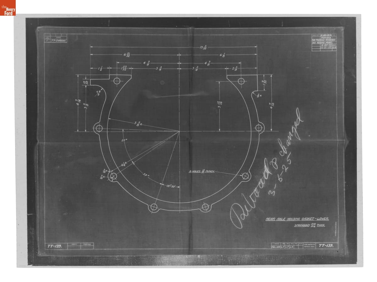 Drawing, "Rear Axle Housing Gasket - Lower," Ford Model TT Truck ...