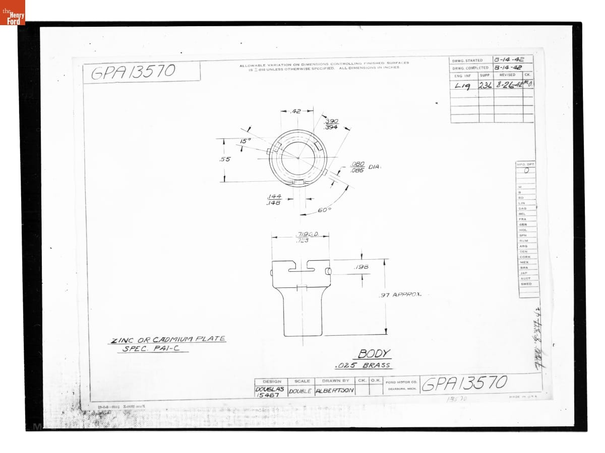 Drawing, "Body," Ford GPA, August 26, 1942