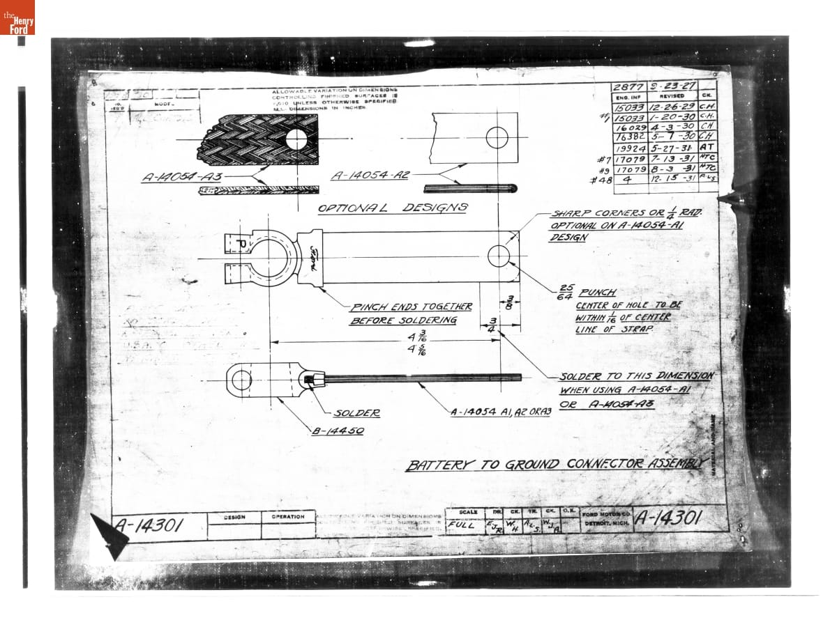Drawing, "Battery to Ground Connector Assembly," Ford Model A, December ...