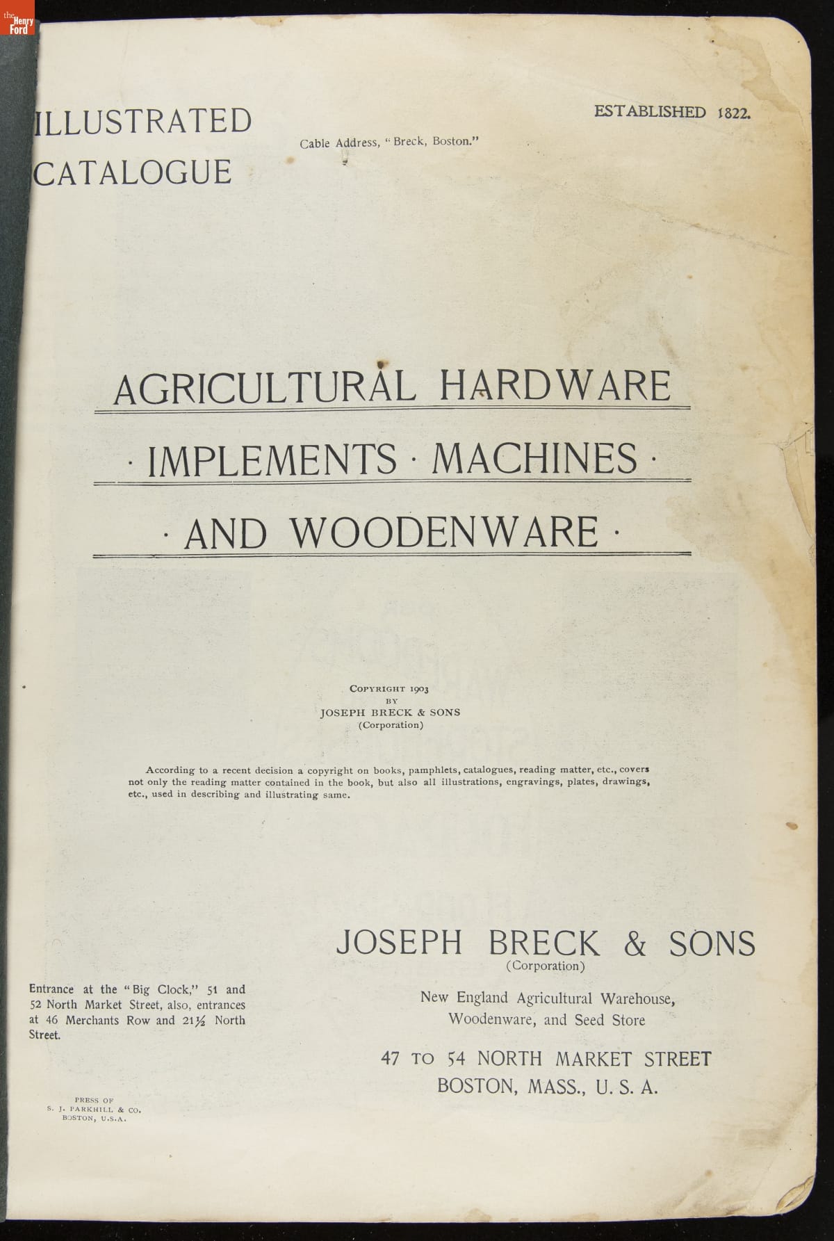 Joseph Breck & Sons Catalog, "Agricultural Hardware, Implements ...