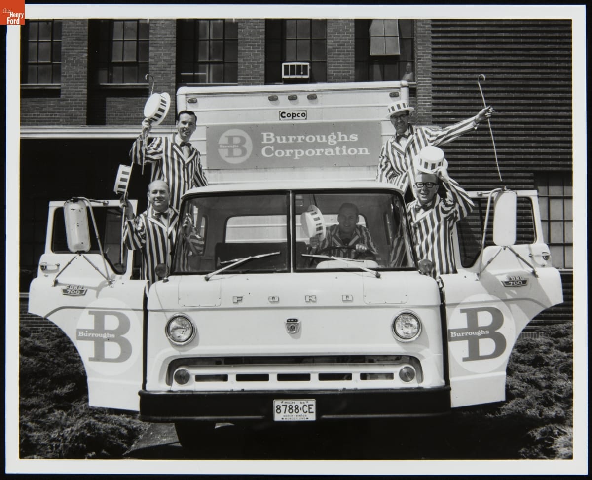 Men Posing Around a Burroughs Delivery Truck, June 16, 1966